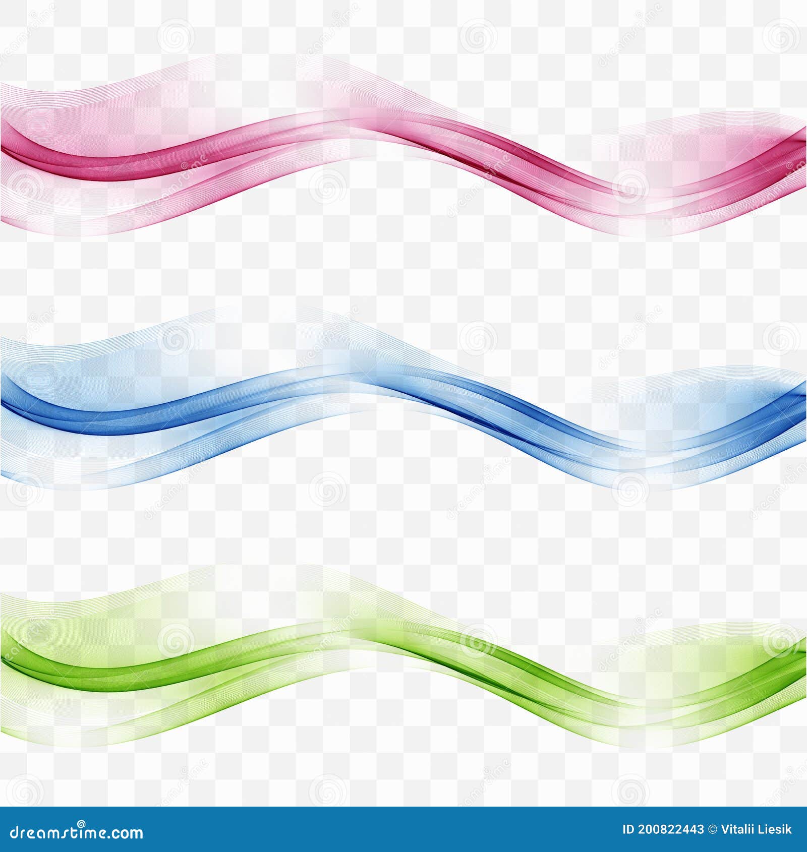 Set of Transparent Waves Abstract Colour Background Waves. Stock Vector ...
