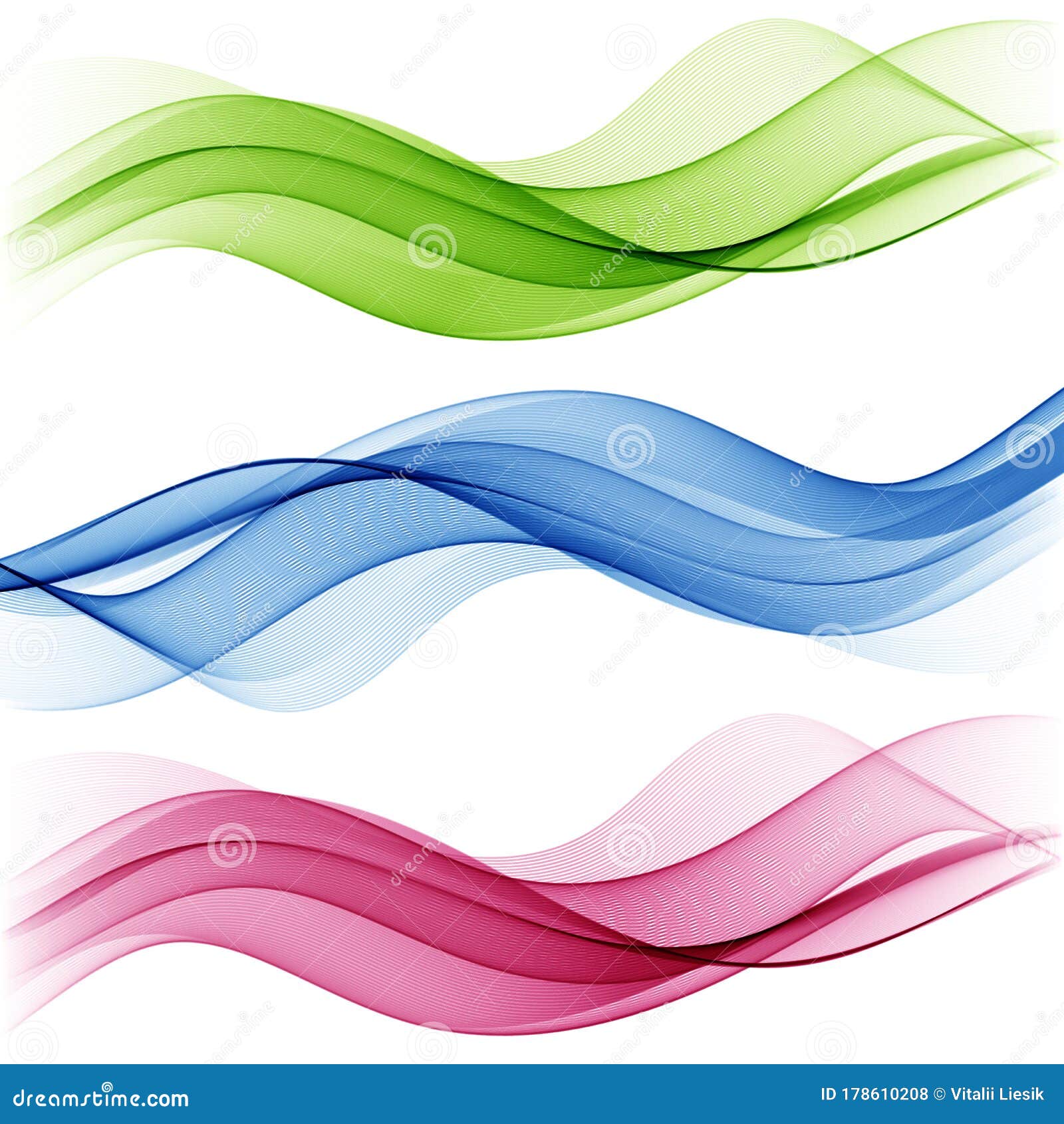 A Set of Transparent Waves.Abstract Colour Background Waves.Vector ...