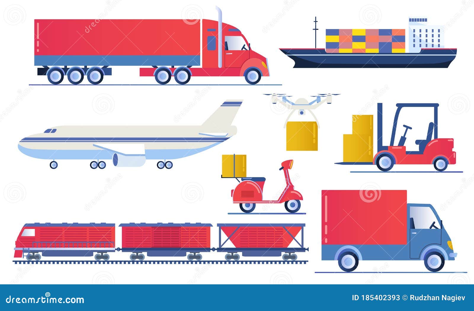 Set of Transport Logistics Designs Stock Vector - Illustration of ...