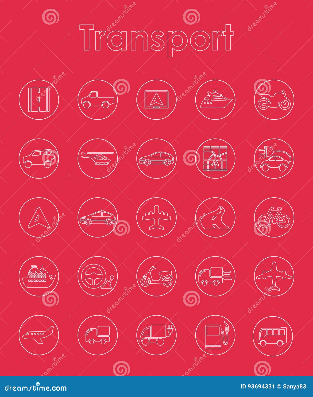 Set of Transport Simple Icons Stock Vector - Illustration of collection ...