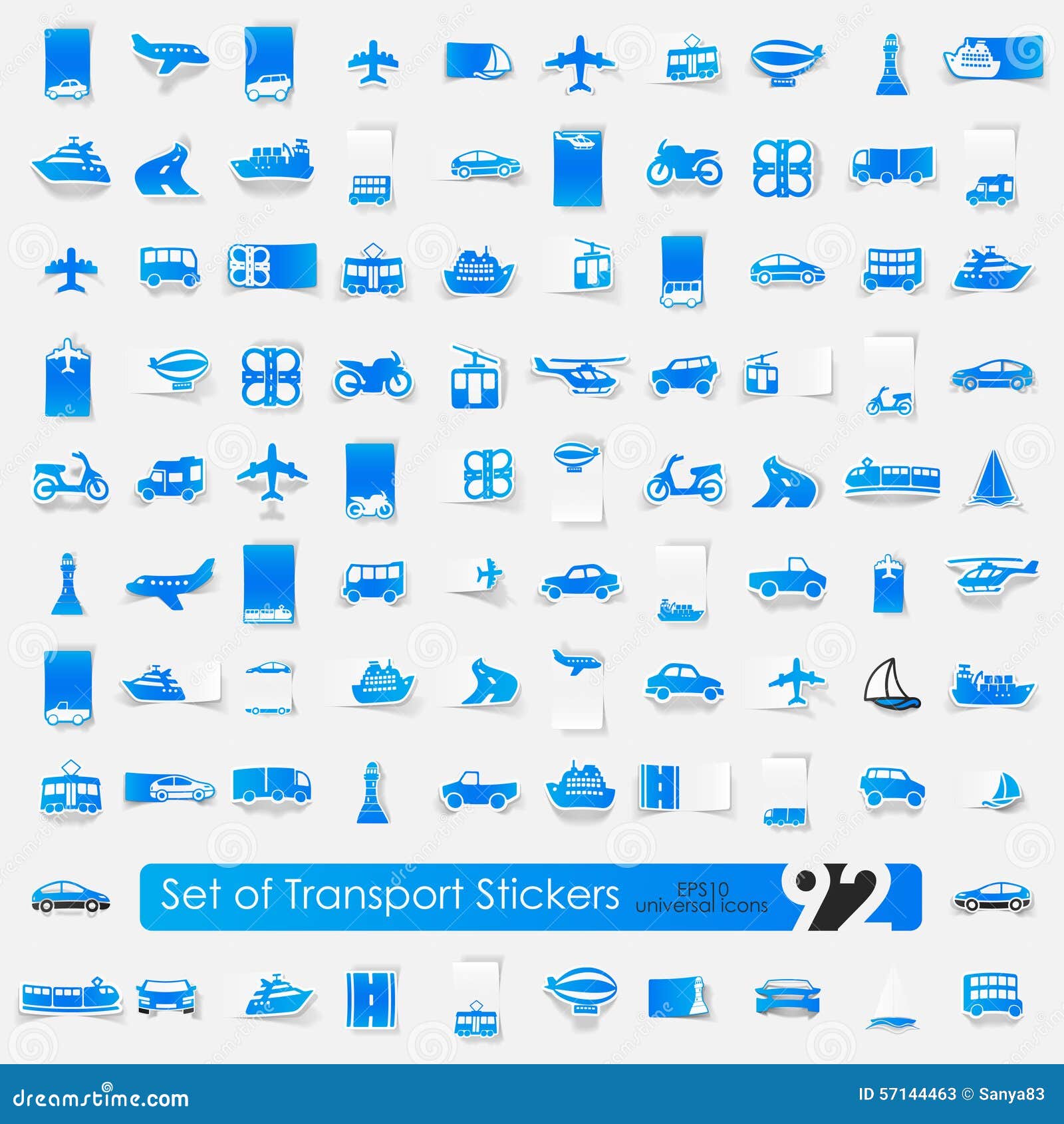 Set of transport stickers stock vector. Illustration of pictogram ...