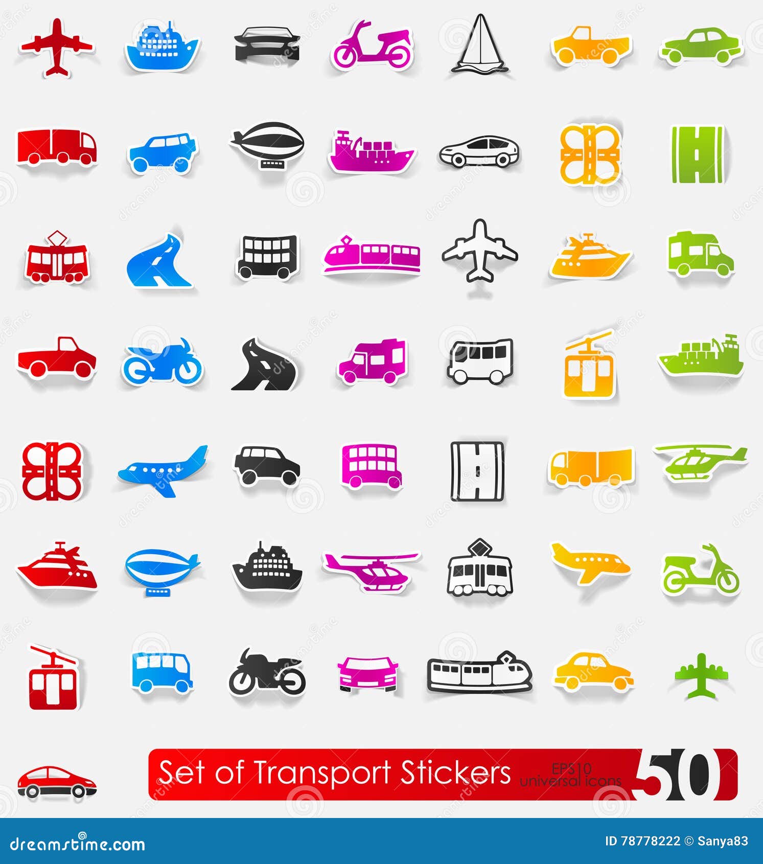 Set of transport stickers stock vector. Illustration of preview - 78778222