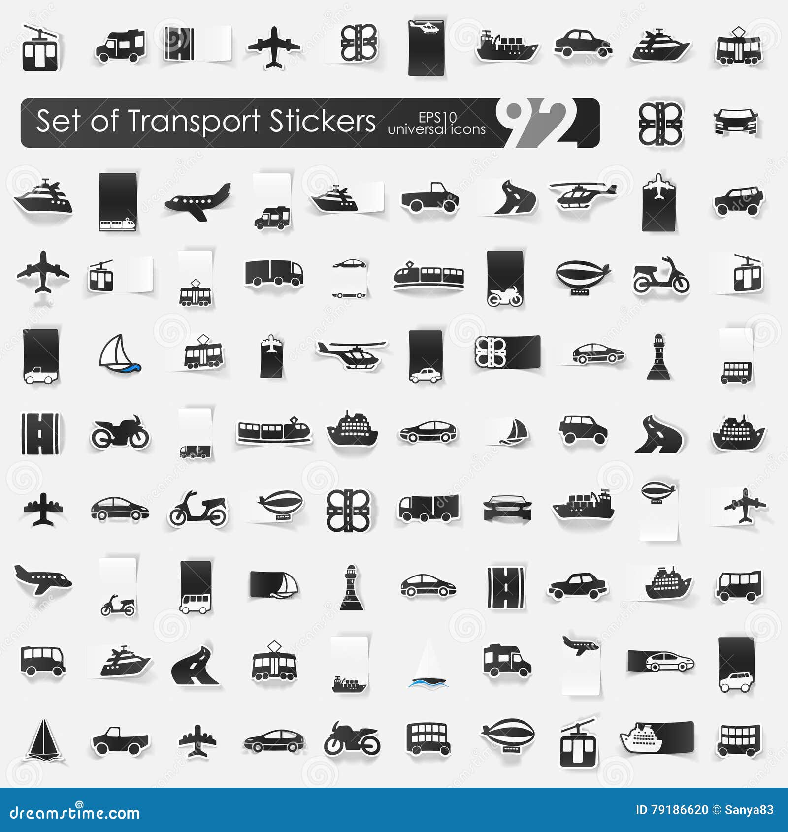 Set of transport stickers stock vector. Illustration of railway - 79186620
