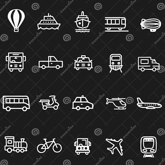 Set of Transportation Icons for Web Design. Editable Vector Stock ...