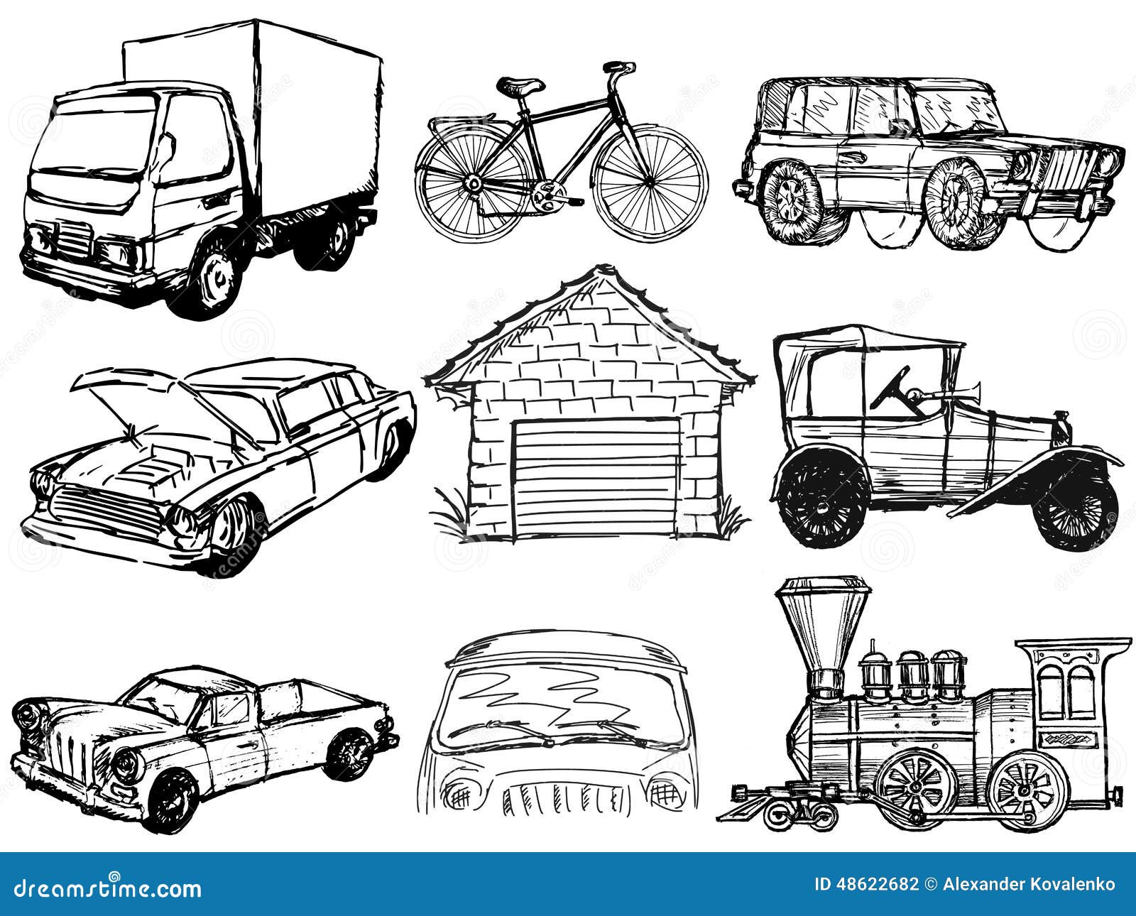 Set of transportation stock vector. Illustration of hand - 48622682