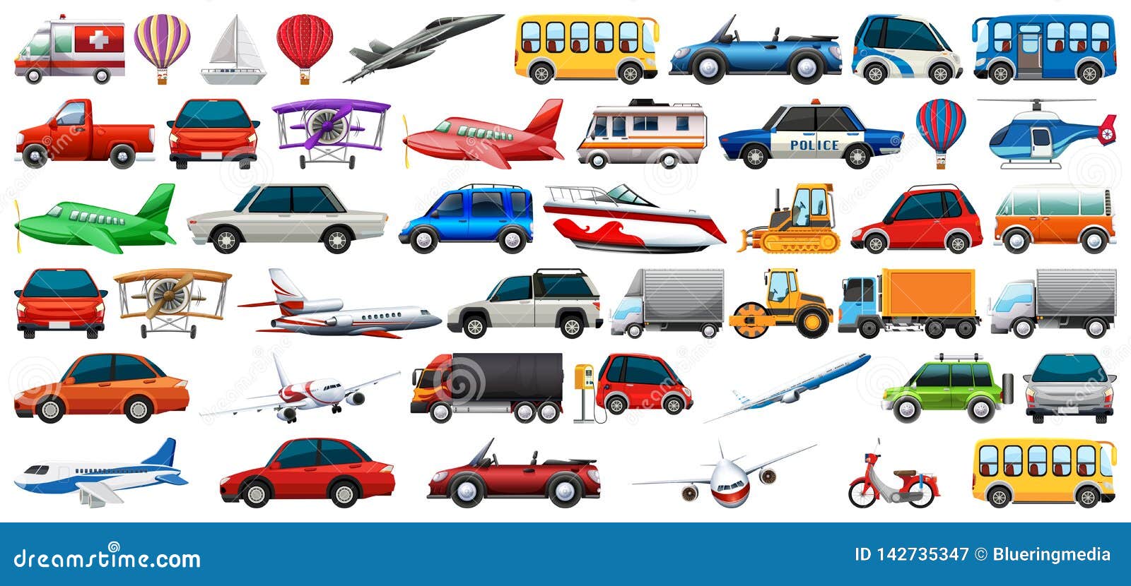 Set of Transportation Vehicle Stock Vector - Illustration of drawing ...