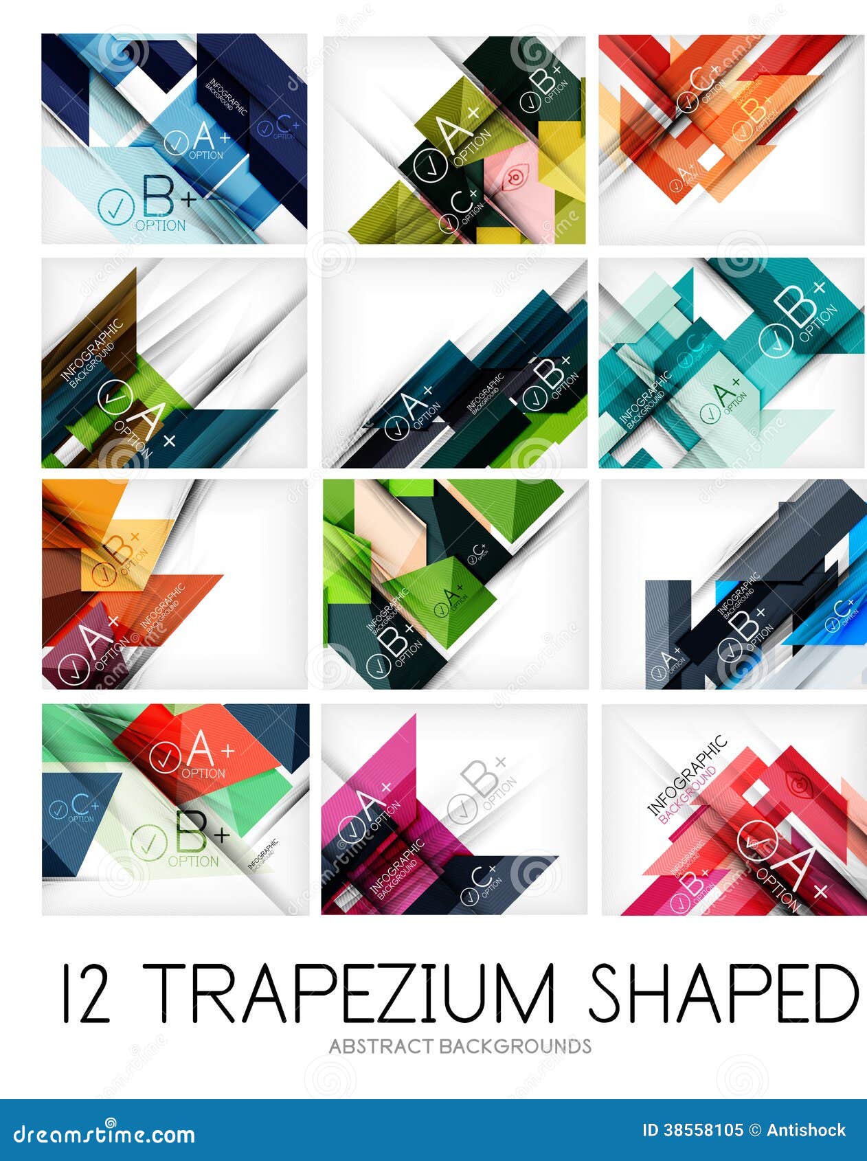 Set of Trapezium Geometric Shape Backgrounds Stock Vector ...