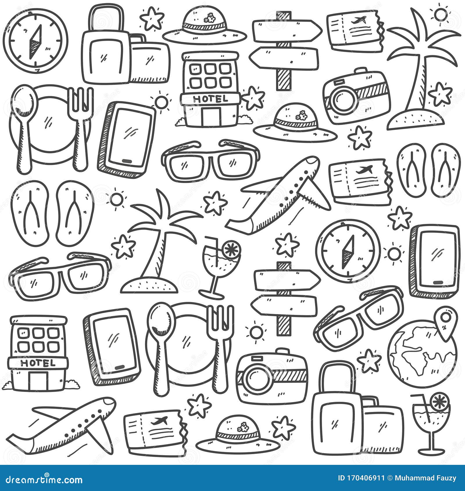 Hand Drawn Travel Element Vector Set