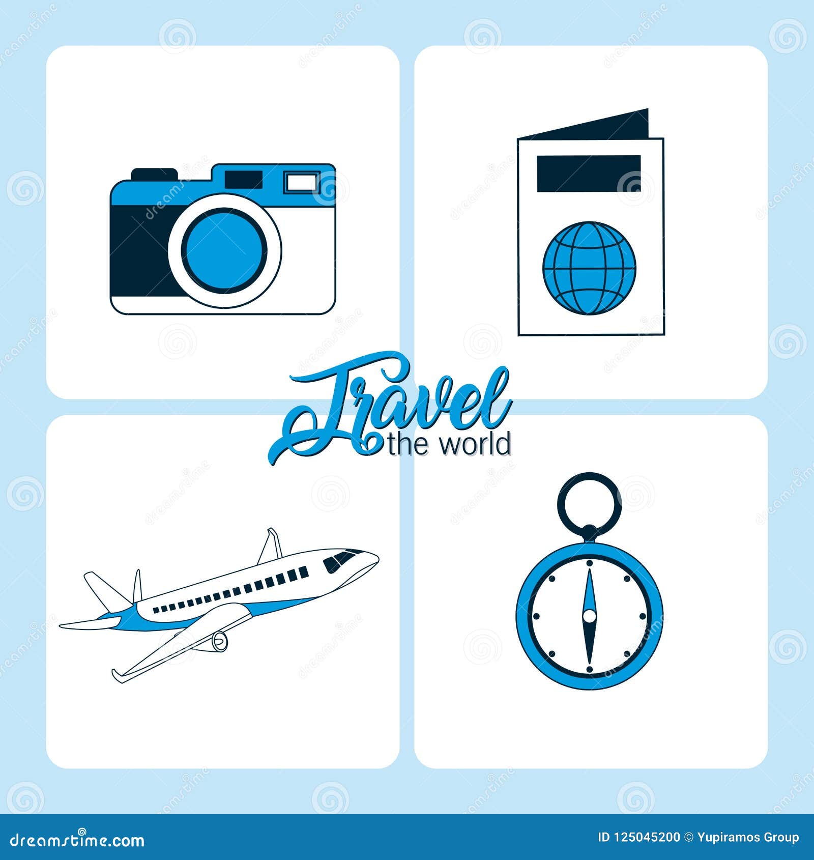 Set of travel elements stock vector. Illustration of adventure - 125045200