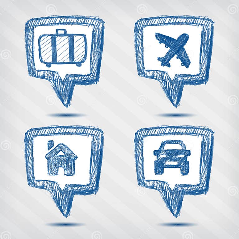 Set of Travel Pointer Icons Stock Vector - Illustration of home ...