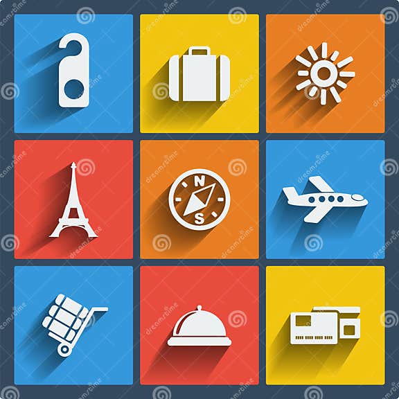 Set of 9 Travel Web and Mobile Icons. Vector. Stock Vector ...
