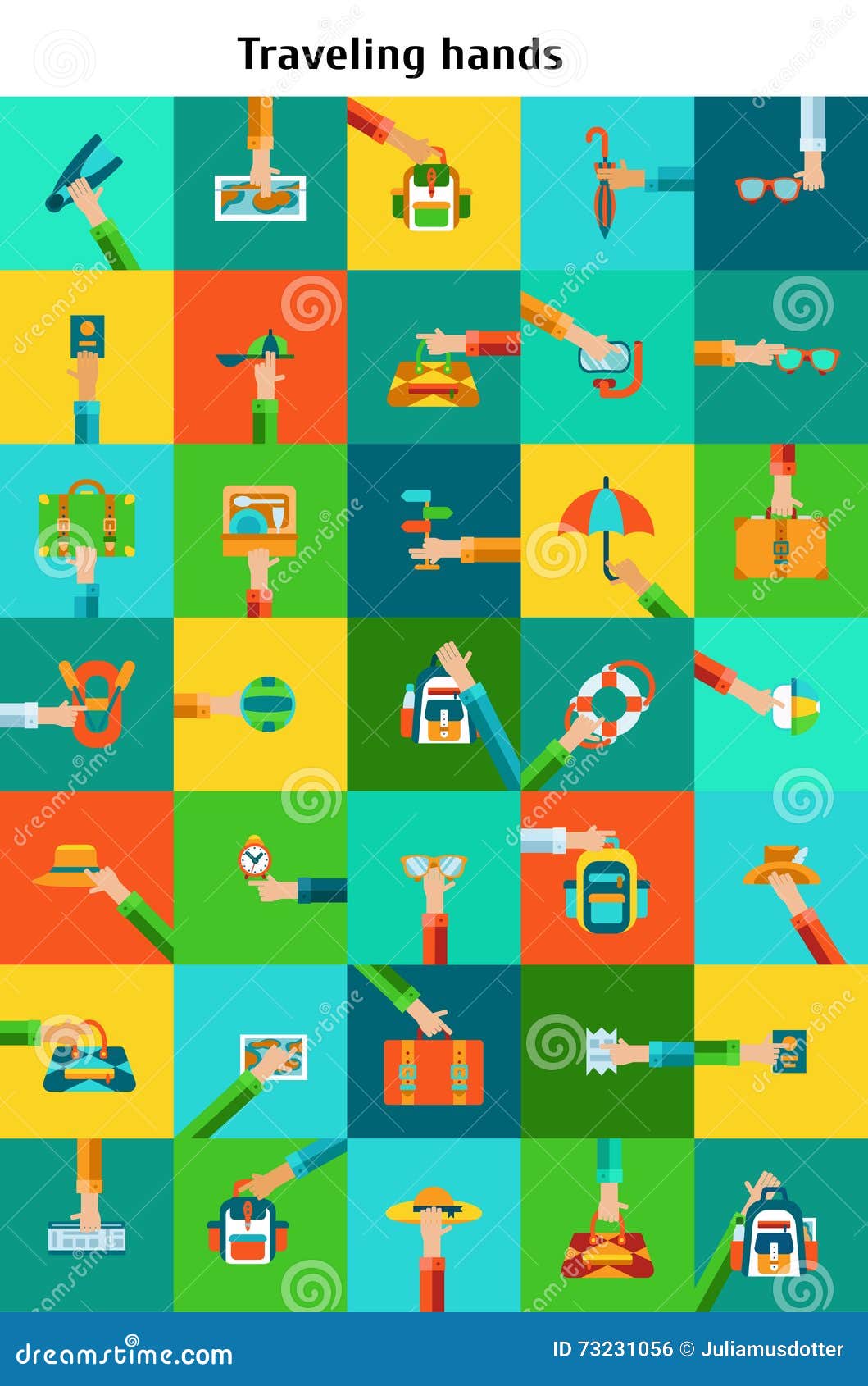 Set of traveling hands stock vector. Illustration of metaphor - 73231056