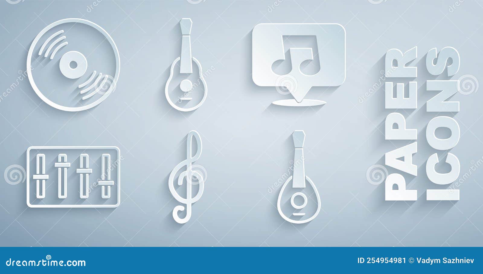 Set Treble Clef, Music Note, Tone, Sound Mixer Controller, Guitar, and ...