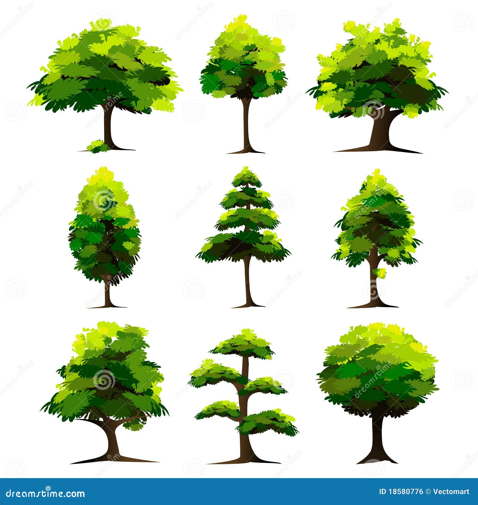 Set of Tree stock vector. Illustration of leaf, element - 18580776