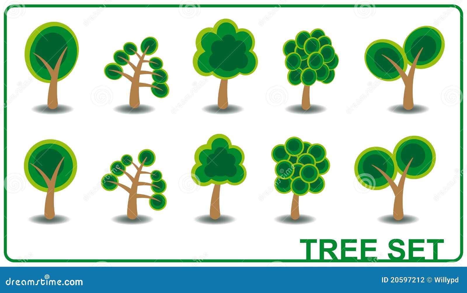 Set tree cartoon stock vector. Illustration of foliage - 20597212