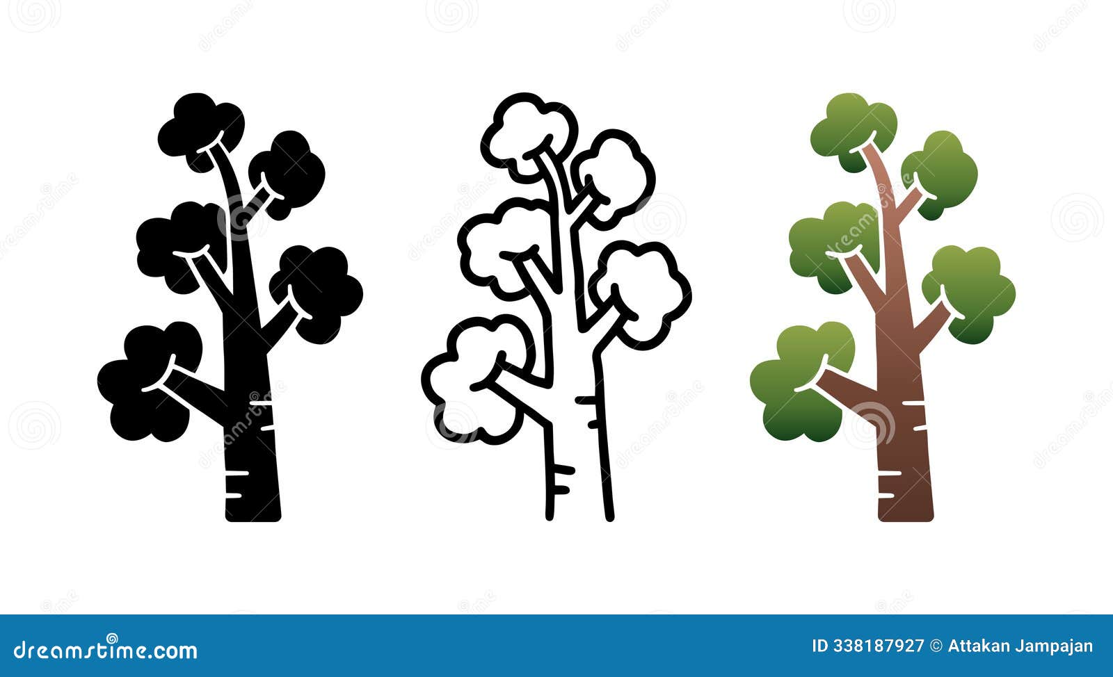 Set of Tree Cartoon Doodle, Vector, Illustration. Stock Vector ...