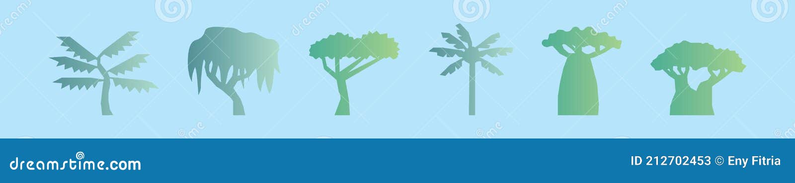 Set of Tree Cartoon Icon Design Template with Various Models. Vector ...