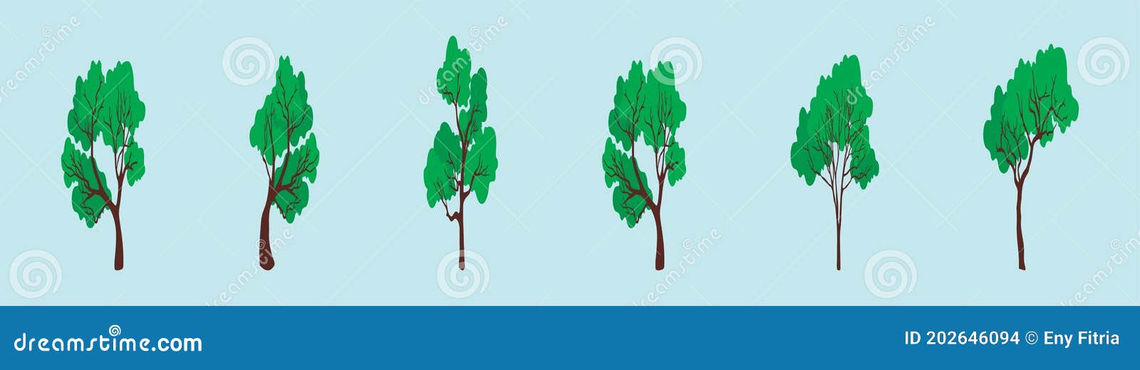 Set of Tree Cartoon Icon Design Template with Various Models. Vector ...