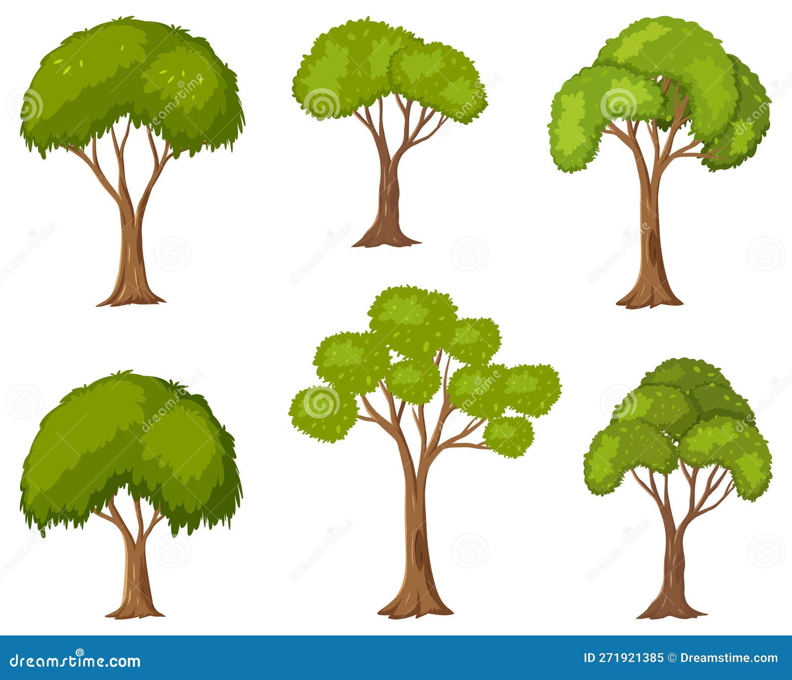 Set of Tree in Cartoon Style Stock Vector - Illustration of series ...