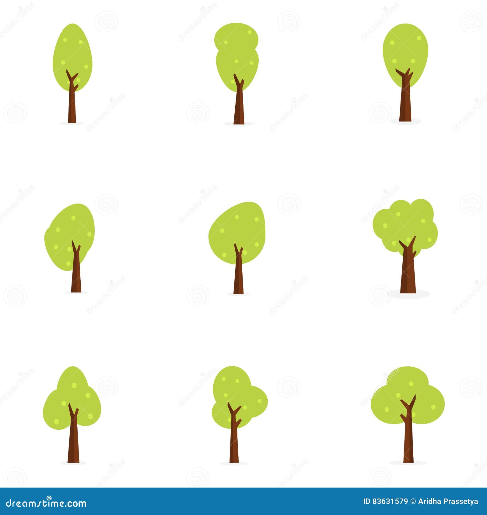 Set of Tree Flat Design Vector Stock Vector - Illustration of tree ...
