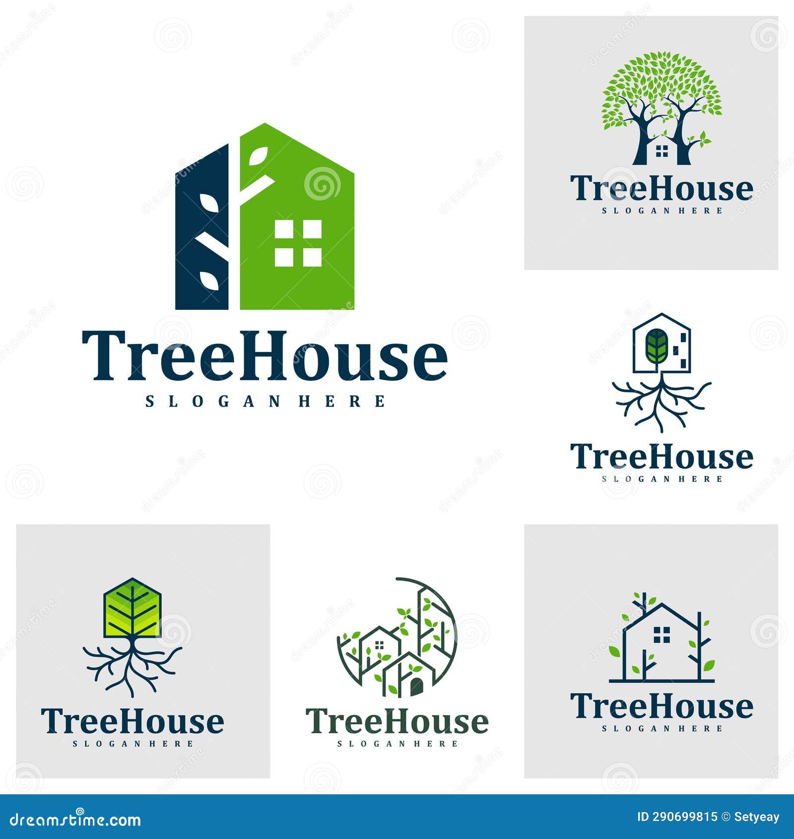 Set of Tree House Logo Design Template. Creative House Tree Logo Vector ...
