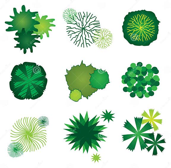Set of Tree Icons for Garden Plan Design Stock Vector - Illustration of ...