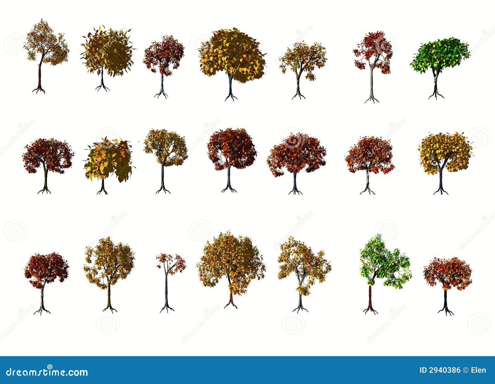 Set of tree illustrations stock illustration. Illustration of white ...