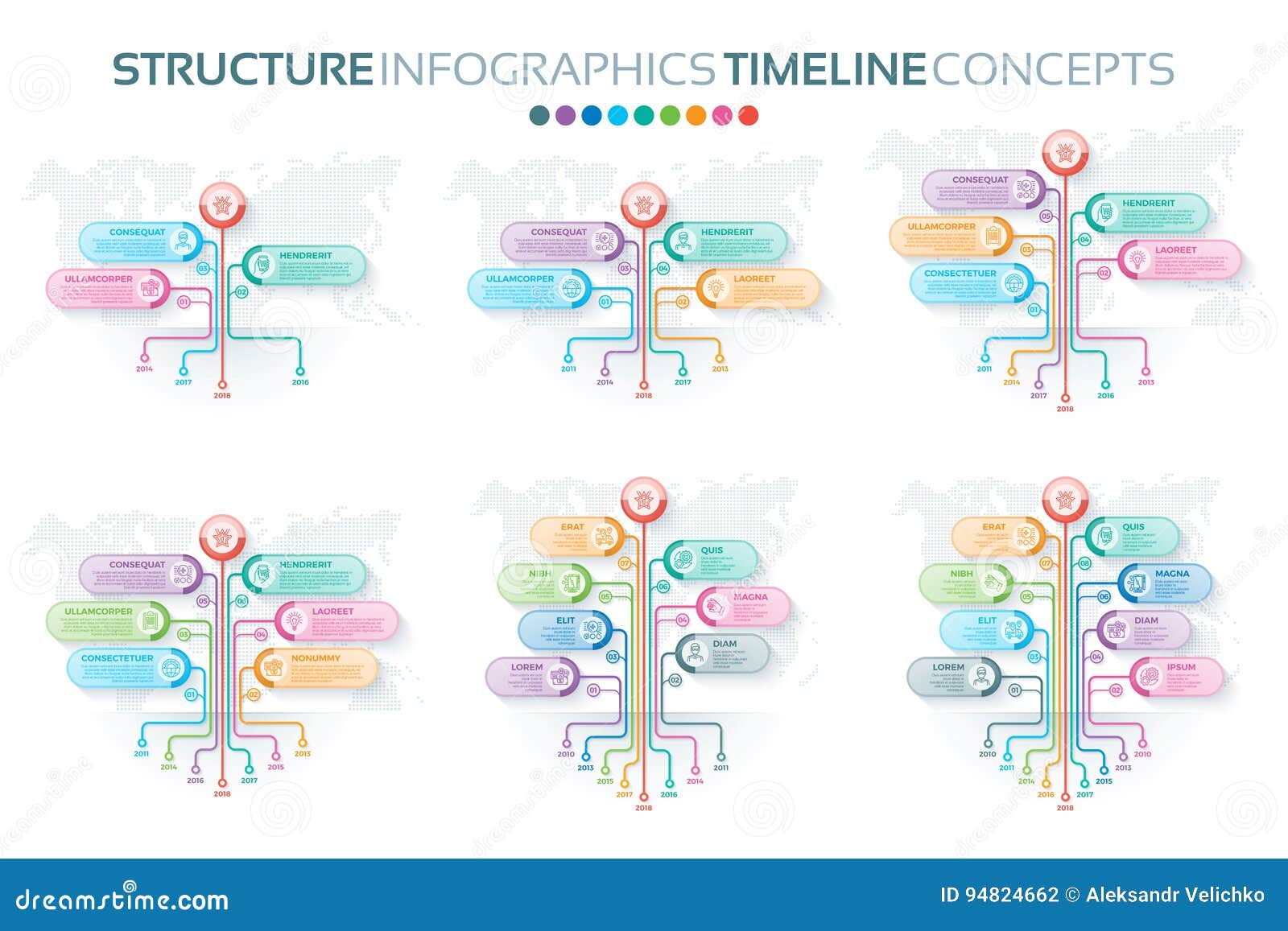Set of Tree Infographics Templates with Branches Options Stock Vector ...