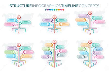 Set of Tree Infographics Templates with Branches Options Stock Vector ...