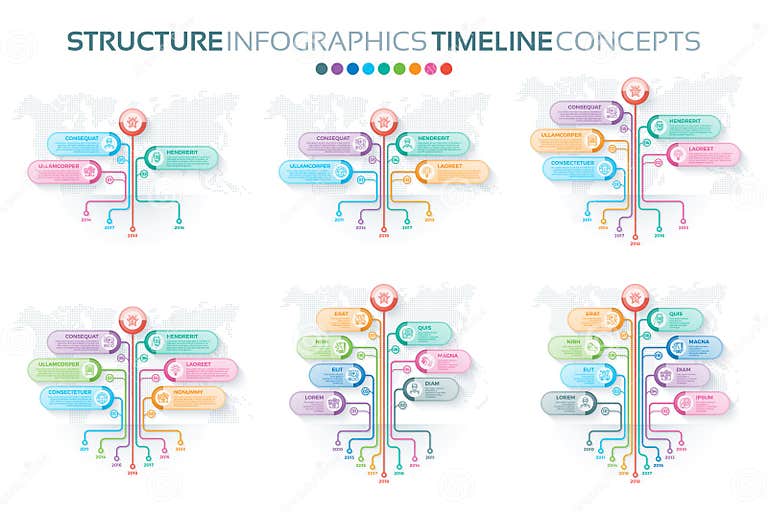 Set of Tree Infographics Templates with Branches Options Stock Vector ...