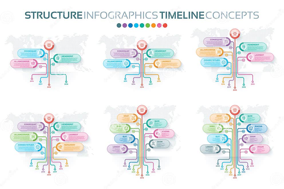 Set of Tree Infographics Templates with Branches Options Stock Vector ...