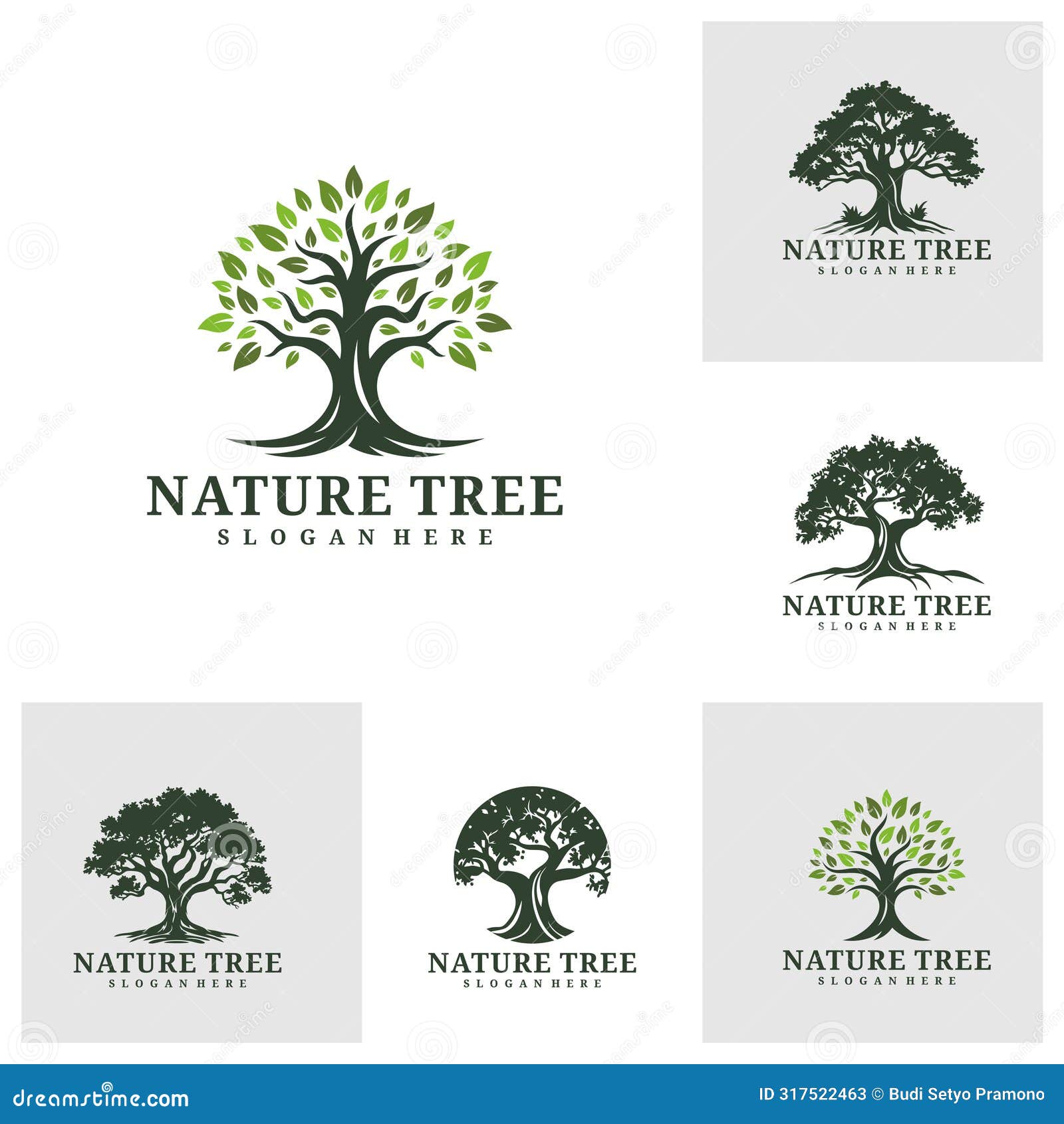 Set of Tree Logo Design Vector. Nature Trees Vector Illustration Stock ...