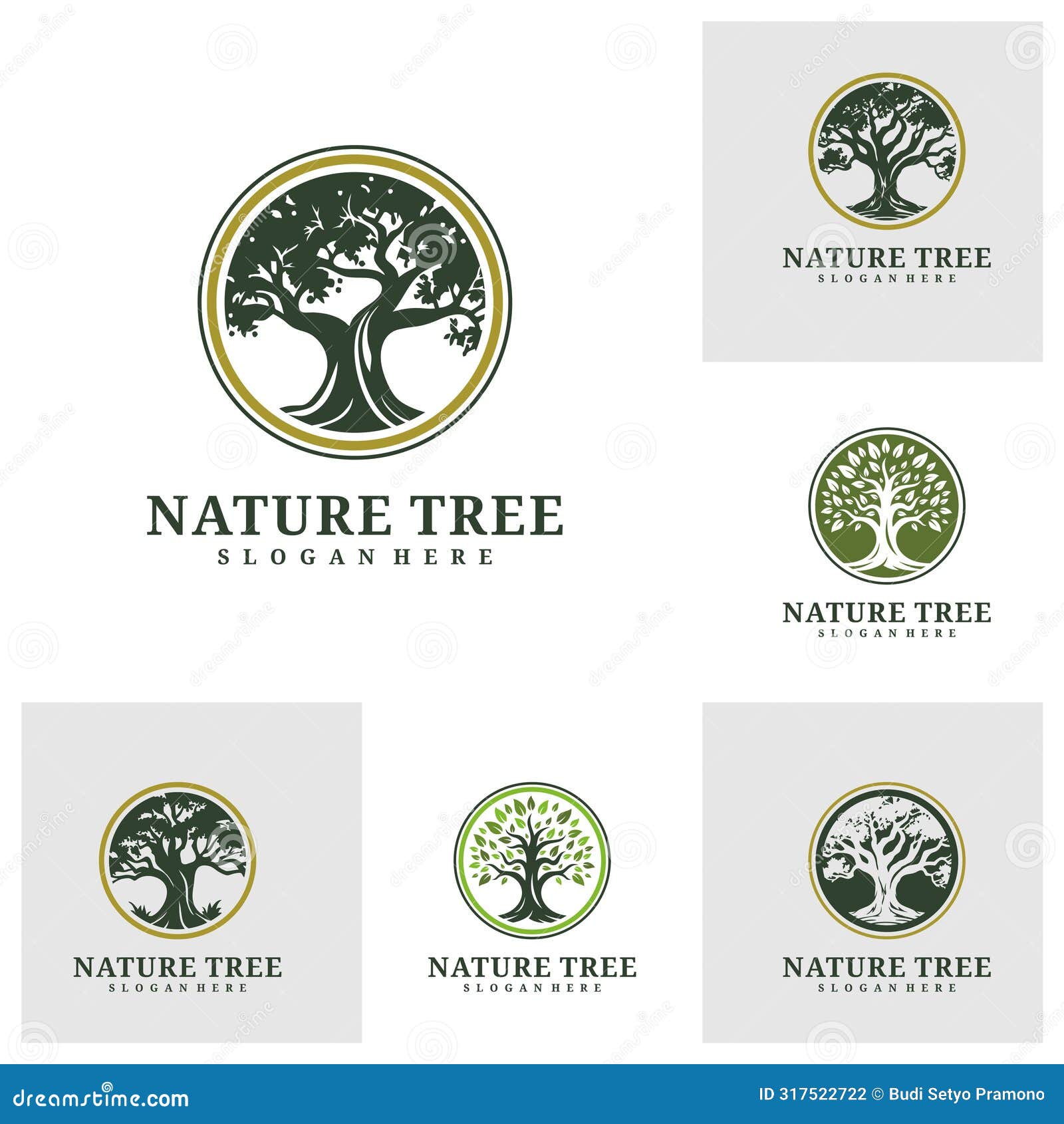 Set of Tree Logo Design Vector. Nature Trees Vector Illustration Stock ...