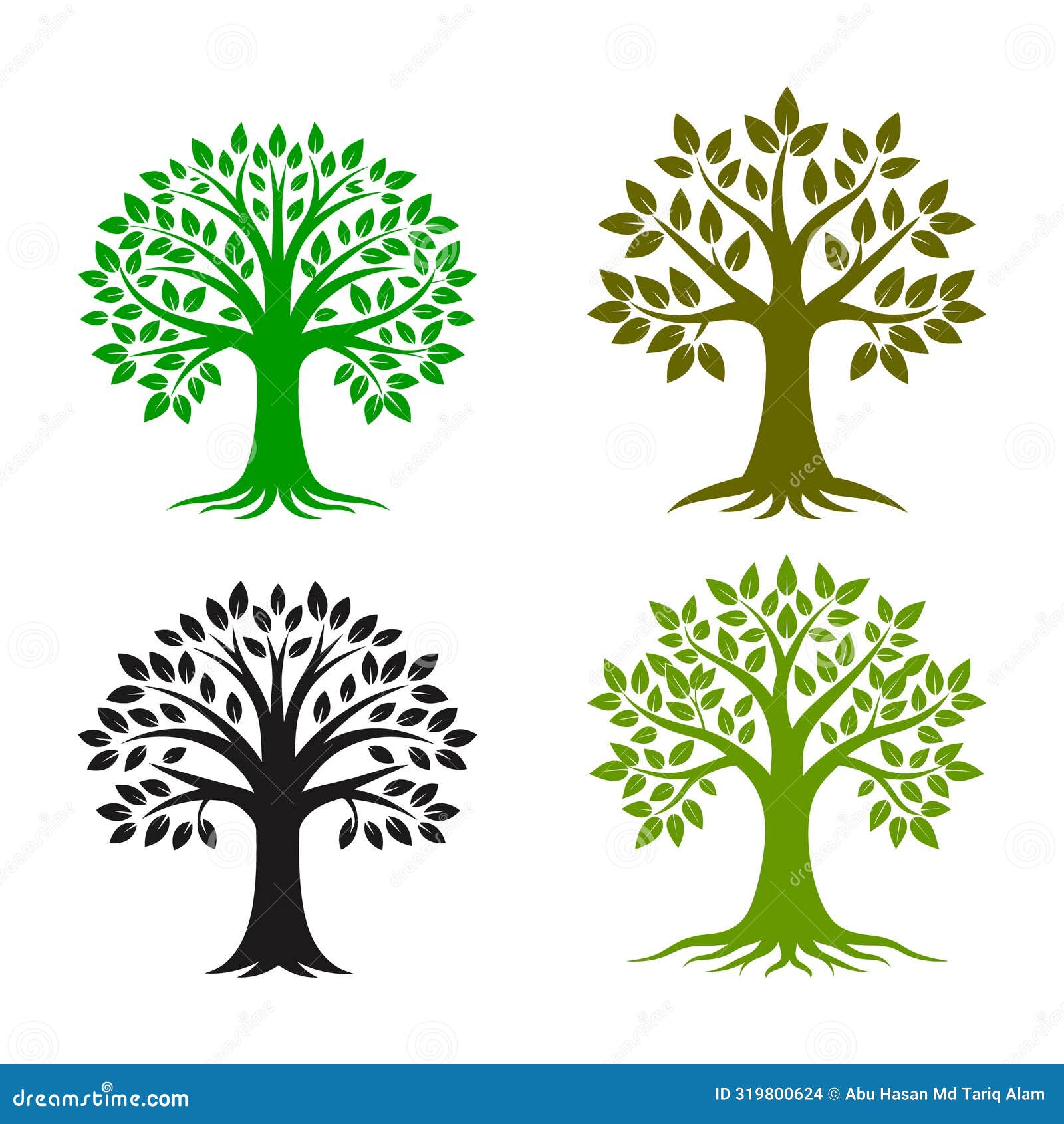 A Set of Tree Logos or Icons Stock Vector - Illustration of plant ...