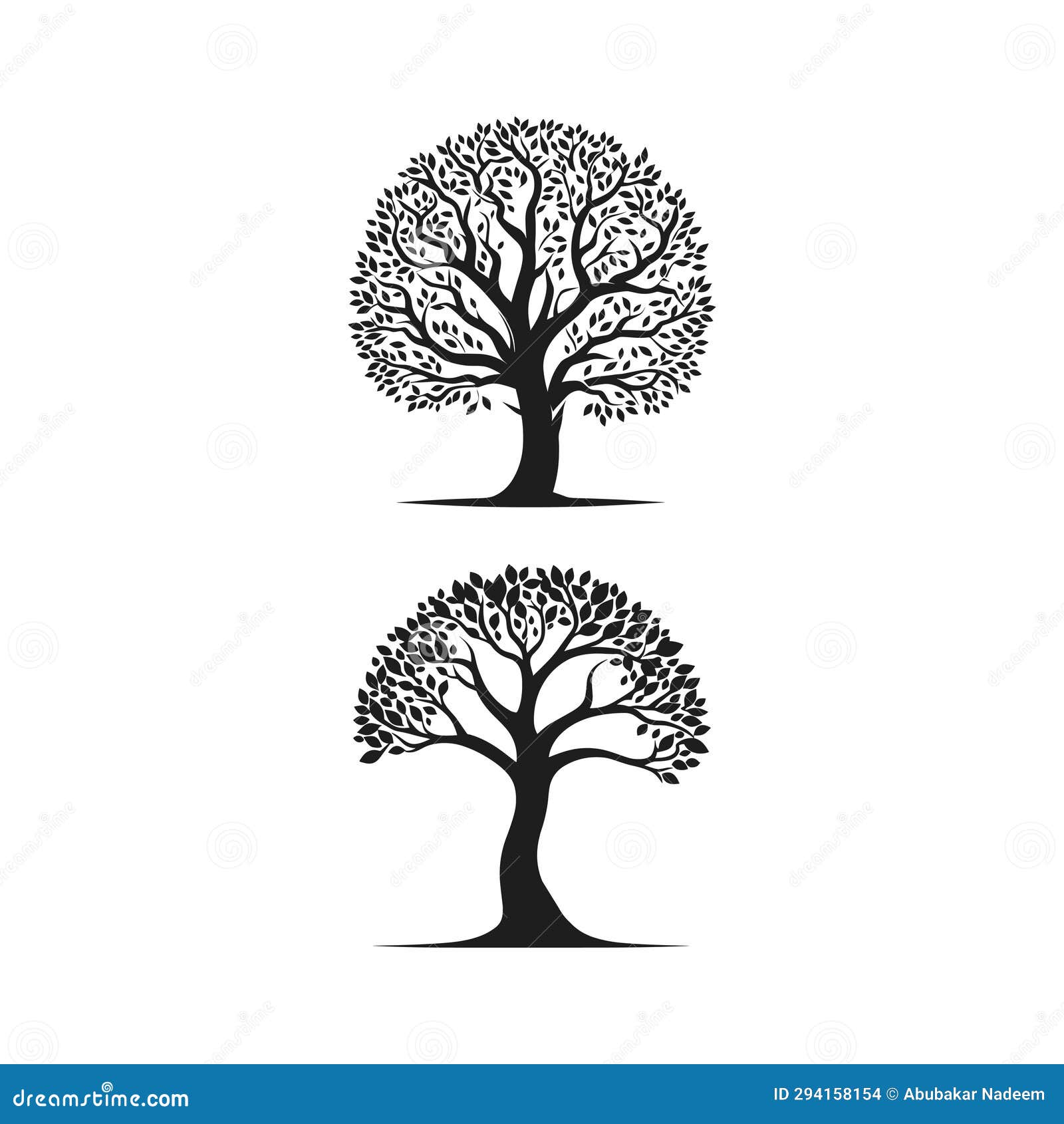 Set of Tree Silhouette Logo Design Vector Template. Creative Tree Logo ...