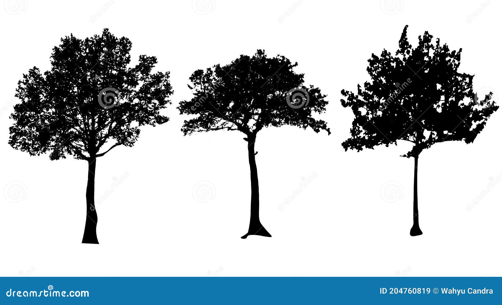 Set of Tree Silhouettes Isolated on White Background Vector Design ...