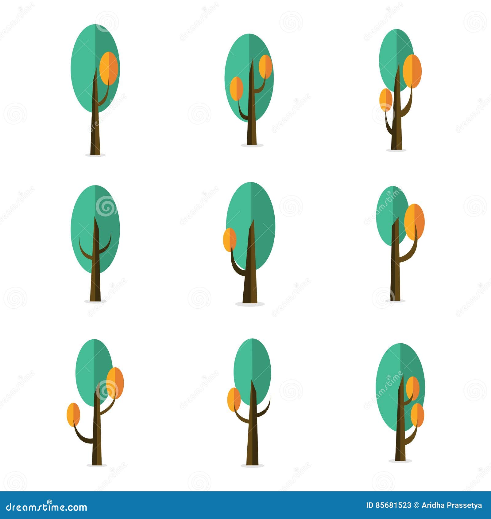 Set of Tree Style Various Collection Stock Vector - Illustration of ...
