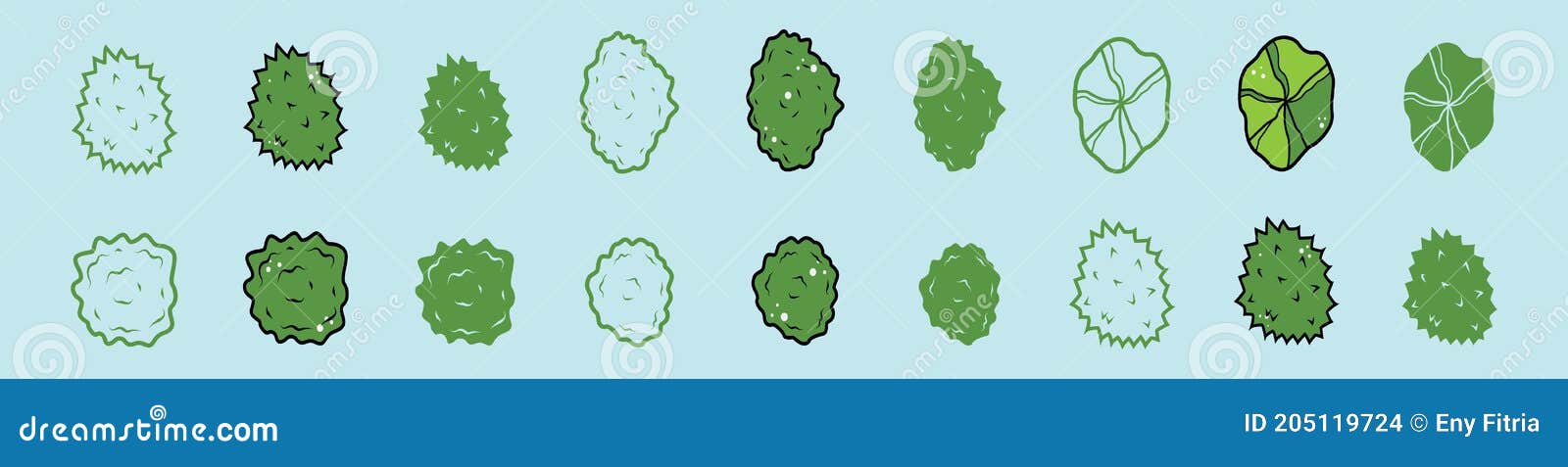 Set of Tree Top View Cartoon Icon Design Template with Various Models ...