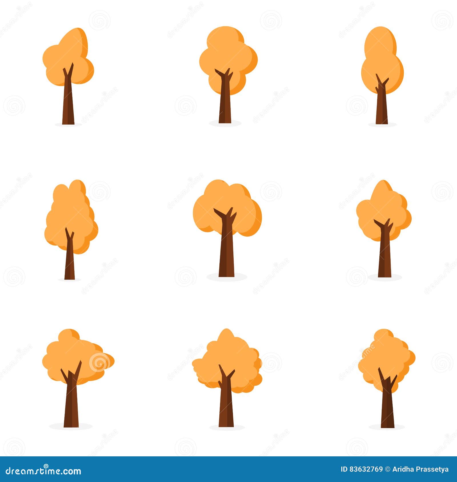 Set of Tree Various Vector Flat Stock Vector - Illustration of vector ...