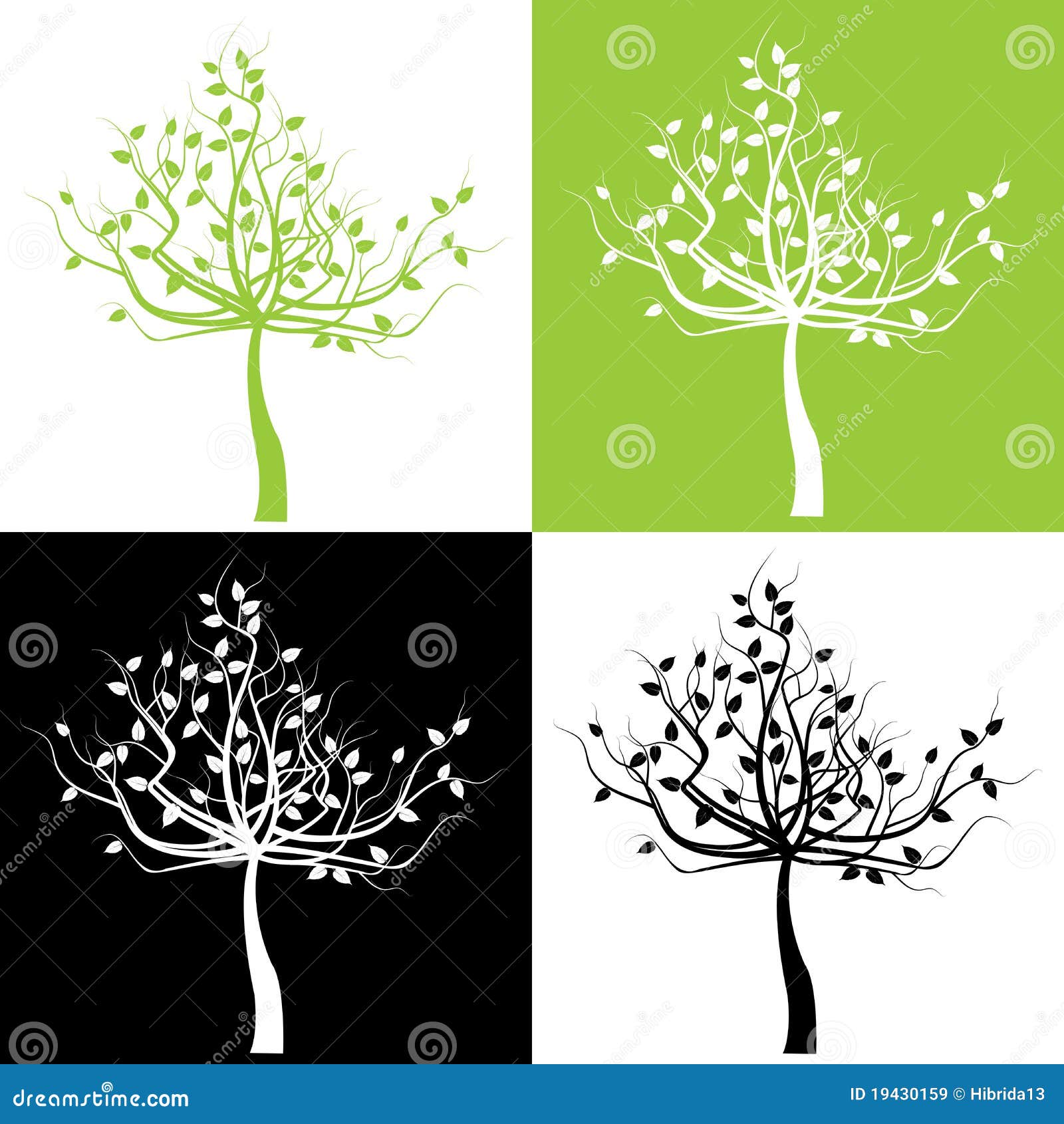 Set of trees stock illustration. Illustration of artwork - 19430159