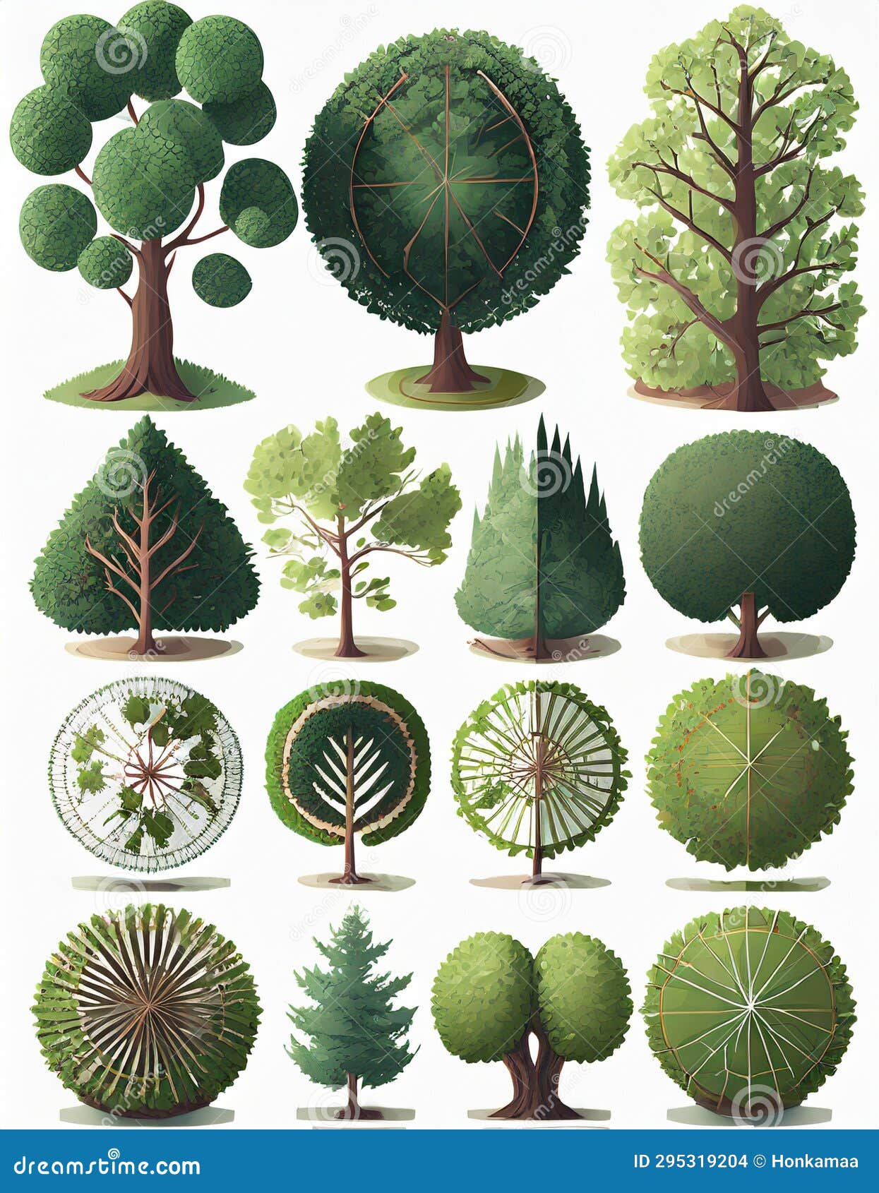 Set of trees stock illustration. Illustration of flower - 295319204