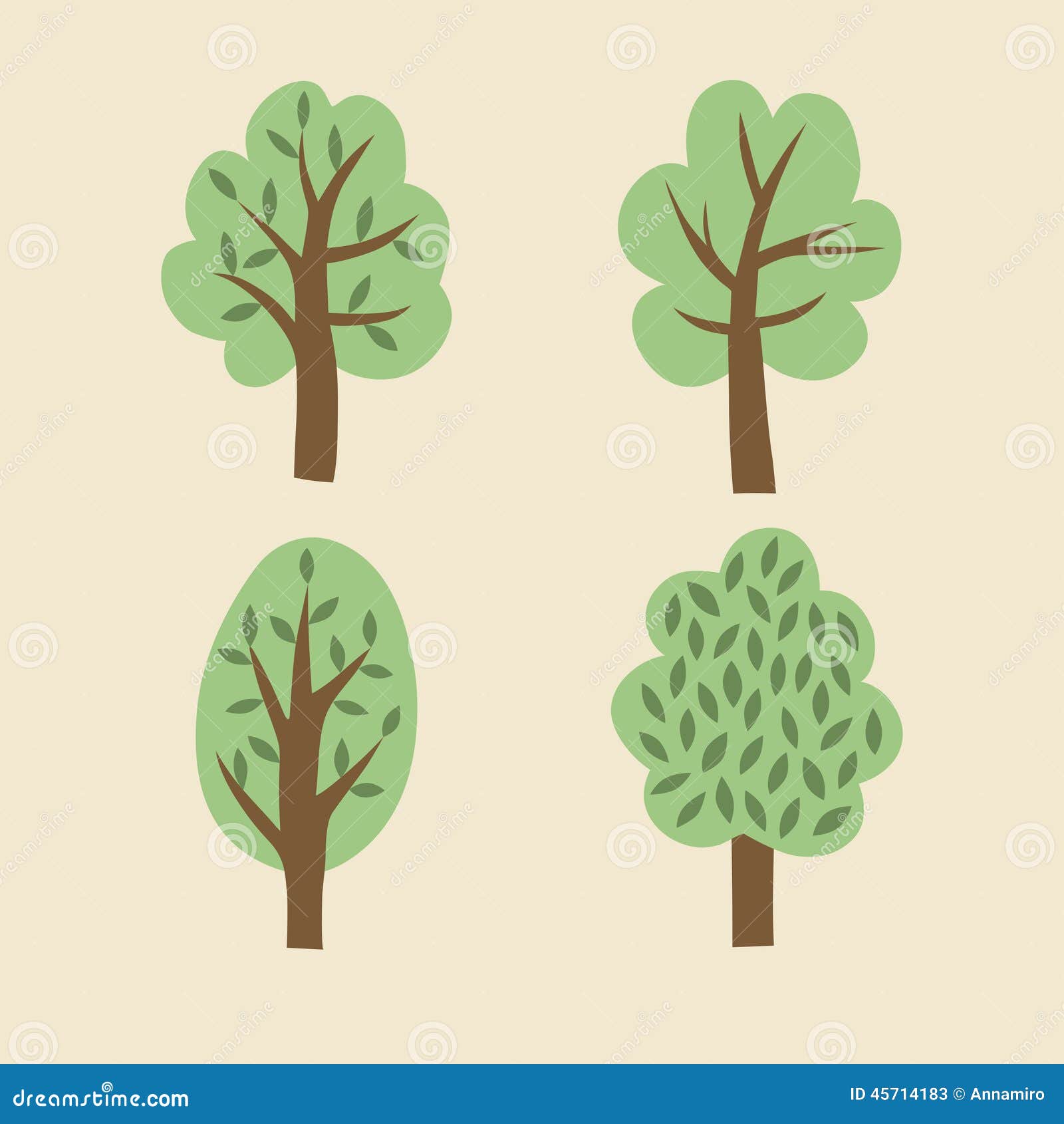 Set of trees stock vector. Illustration of doodle, branches - 45714183