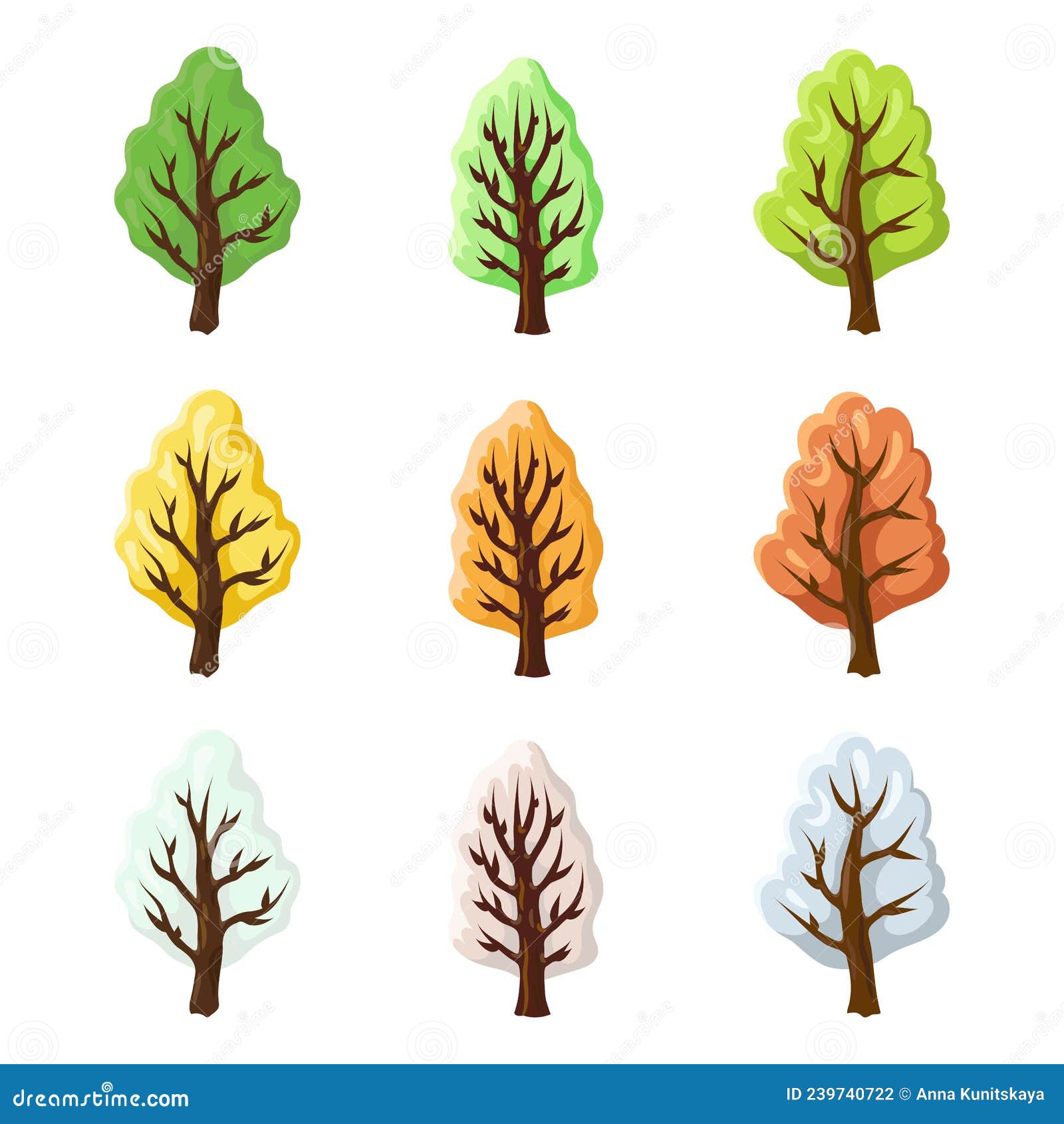 Set with Trees in Different Seasons Stock Vector - Illustration of ...