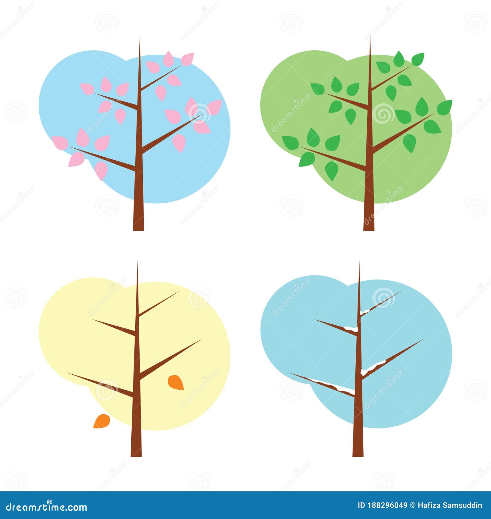 Set of Trees in Different Seasons. Vector Illustration Decorative ...