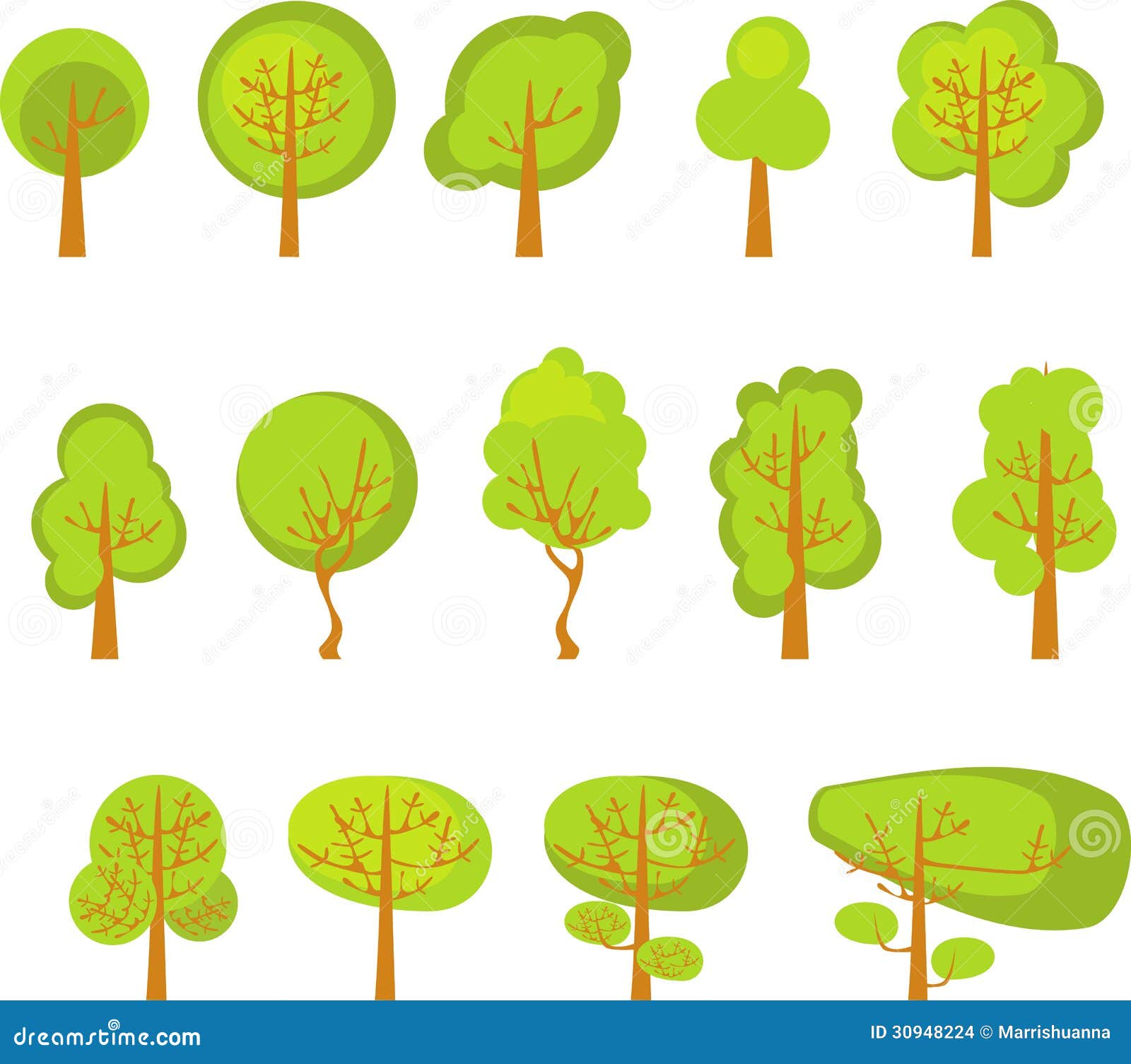 A set of trees stock vector. Image of hardwood, group - 30948224