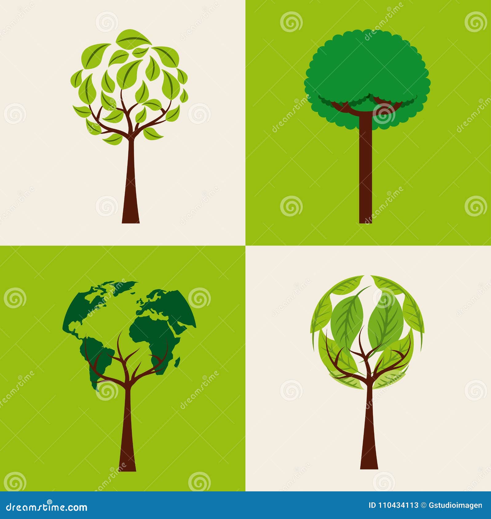 Set of Trees Ecology Shape Differents Environment Stock Vector ...