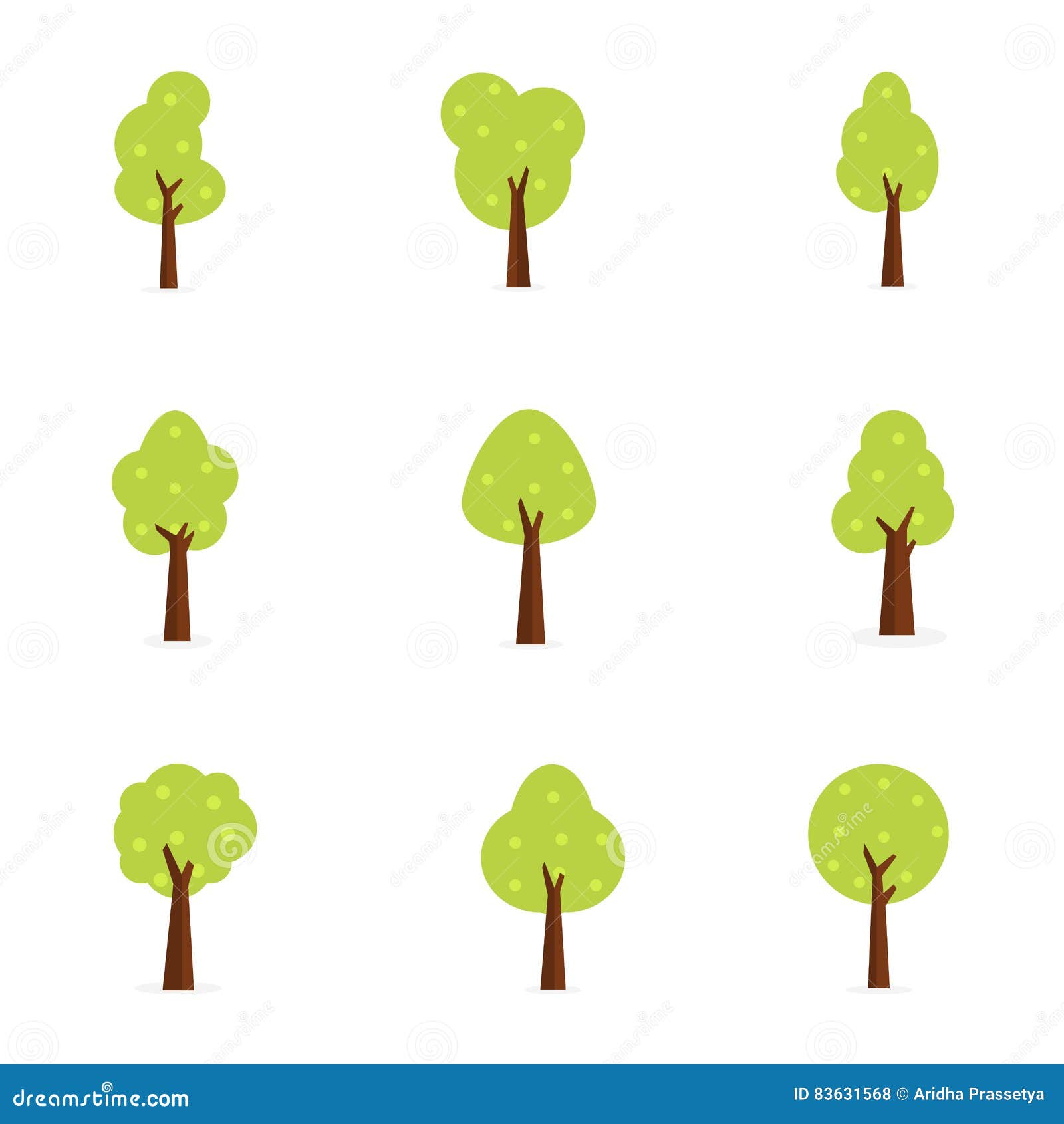 Set of Trees Flat Vector Art Stock Vector - Illustration of botany ...