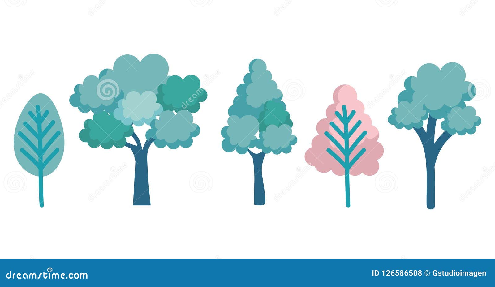 Set trees forest icons stock vector. Illustration of element - 126586508