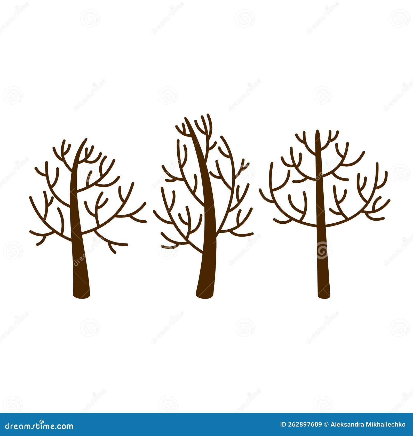 Set of Trees Icons without Leaves Isolated on White Background Stock ...
