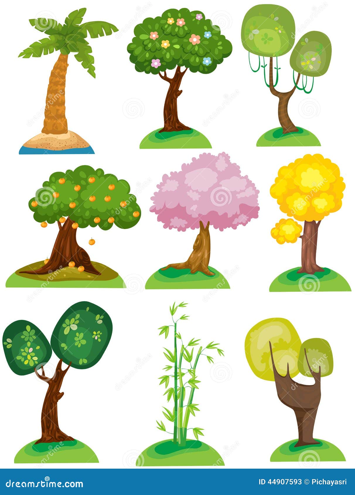 Set of trees stock illustration. Illustration of nature - 44907593